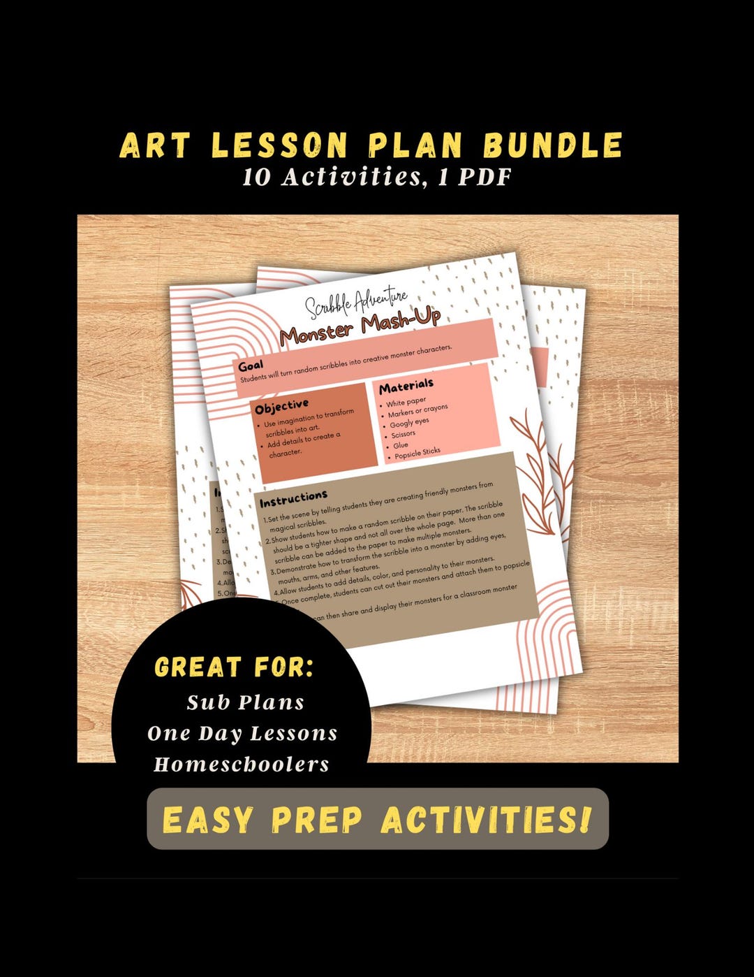 Art Lesson Plan Bundle | 10 Easy Prep Activities | Sub Plans ...