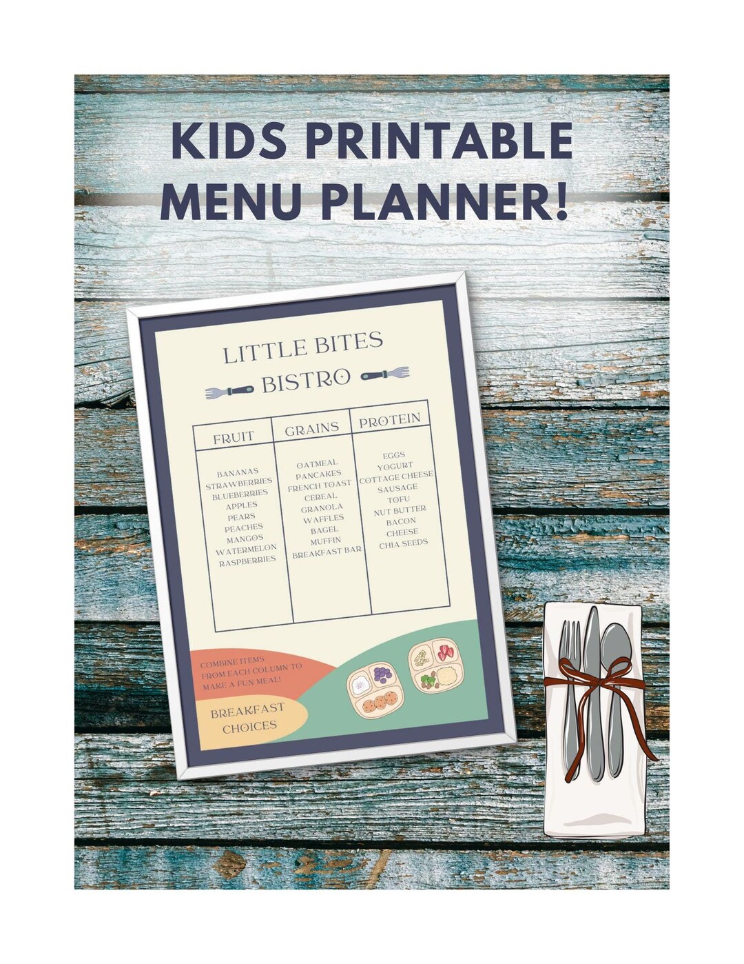 Printable Meal Planner Kid's Food Choice Board Print at Home - Etsy