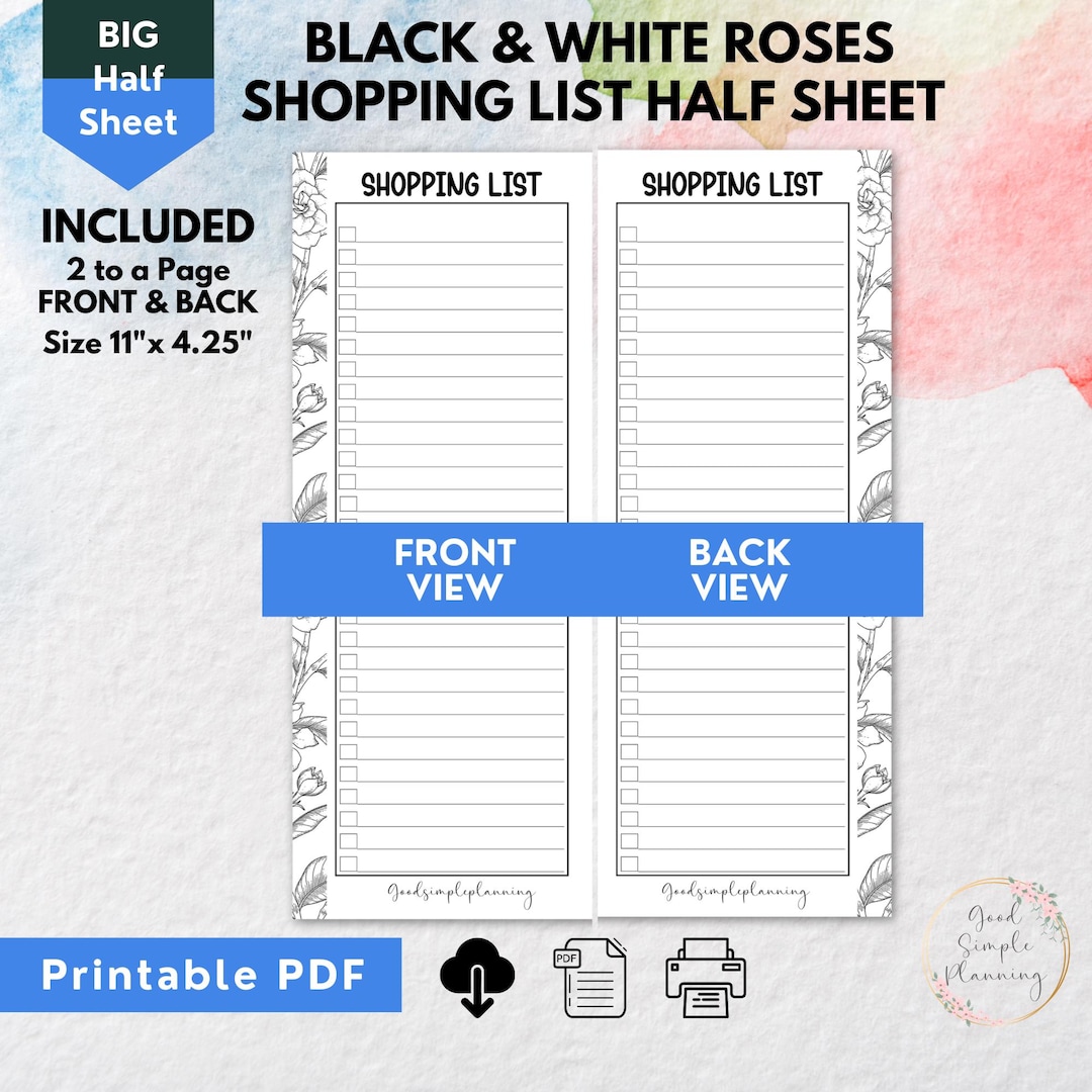 Big Shopping List Half Sheet, to Do List, Shopping List, Planner ...