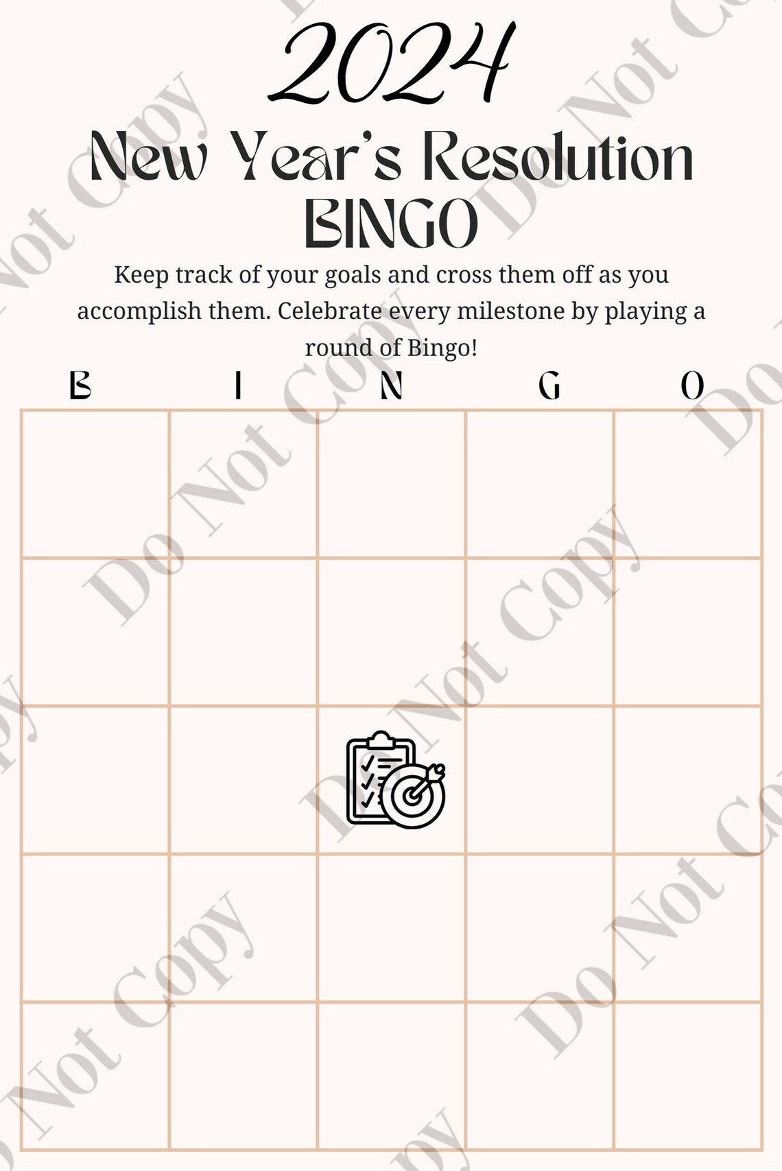 2024 Printable Bingo Card New Year's Resolutions Planner - Etsy