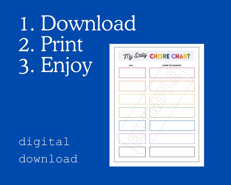 Printable Chore Chart | Chore Chart | Chore Chart for Kids | Family ...