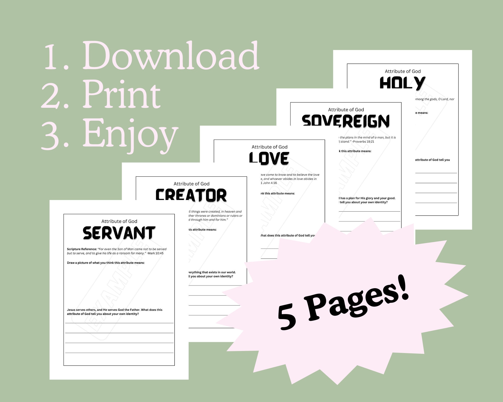 Attributes of God Digital Download | Attributes of God Homeschool ...