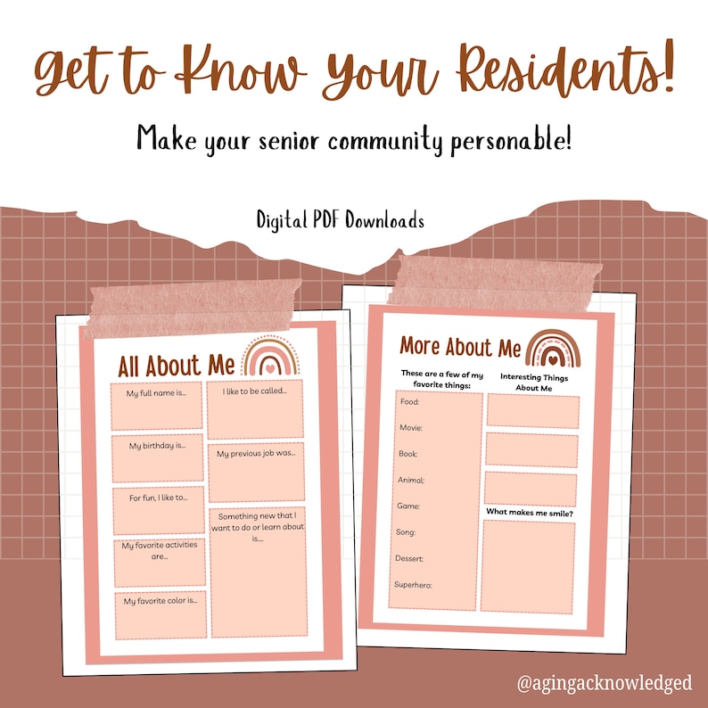 Senior Living Caregiving Forms, Get to Know Your Residents, Dementia ...