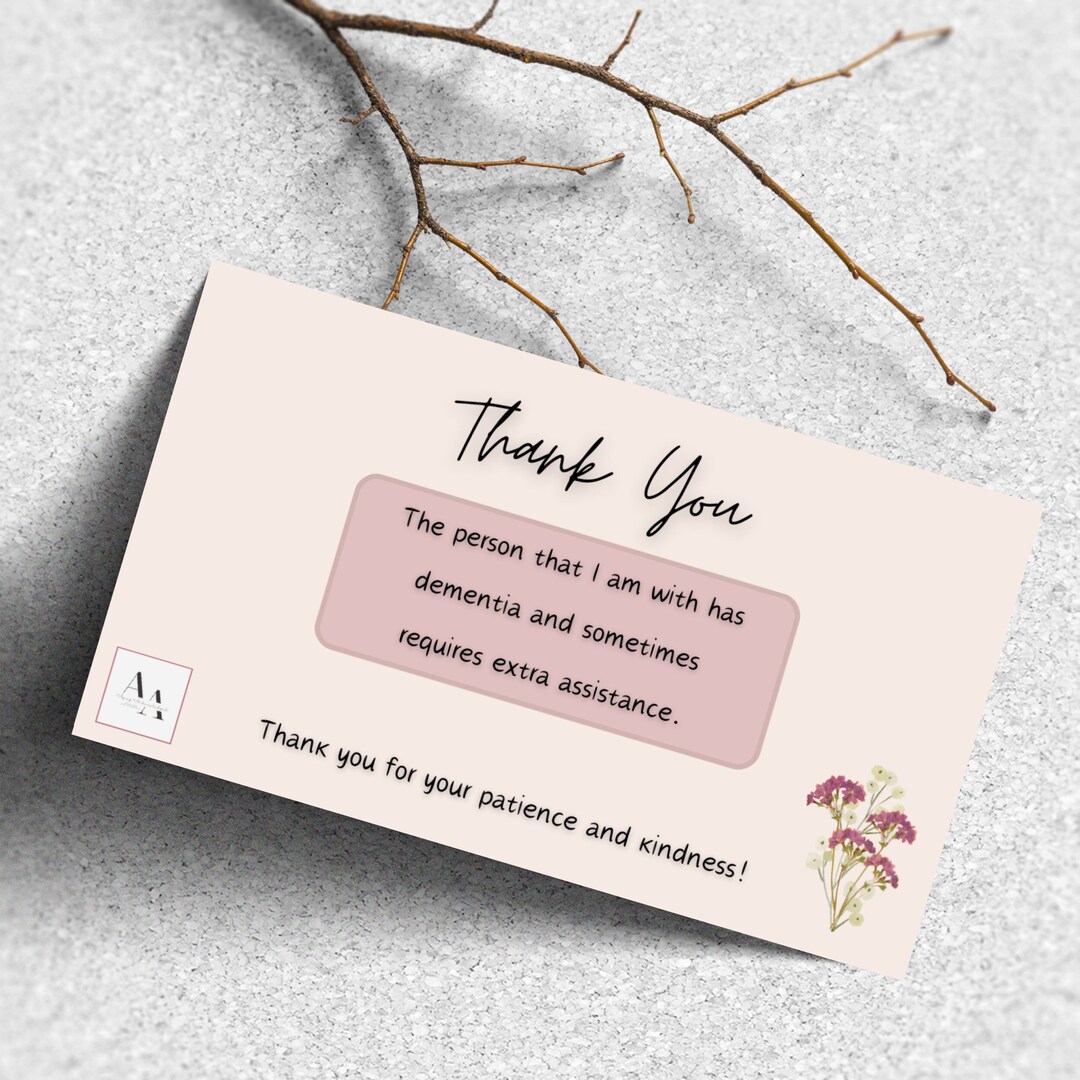 Dementia Business Cards, Greeting Card Dementia, Thank-you Card ...