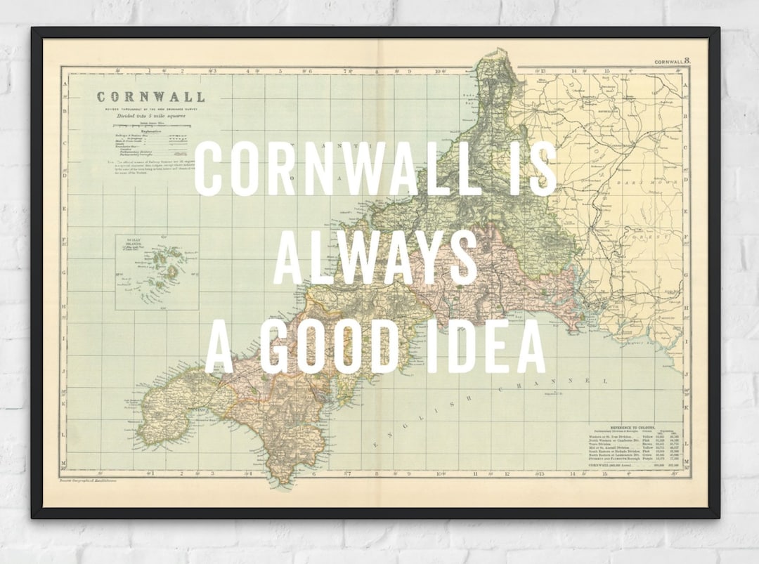 Vintage Cornwall Map Cornwall is Always a Good Idea - Etsy