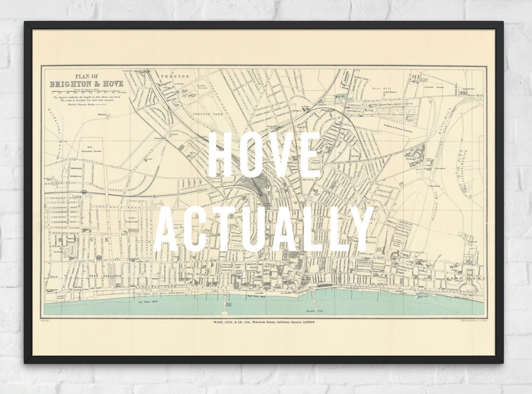 Vintage Hove Map - Hove Actually - Hove Art Print, Vintage Hove Poster ...