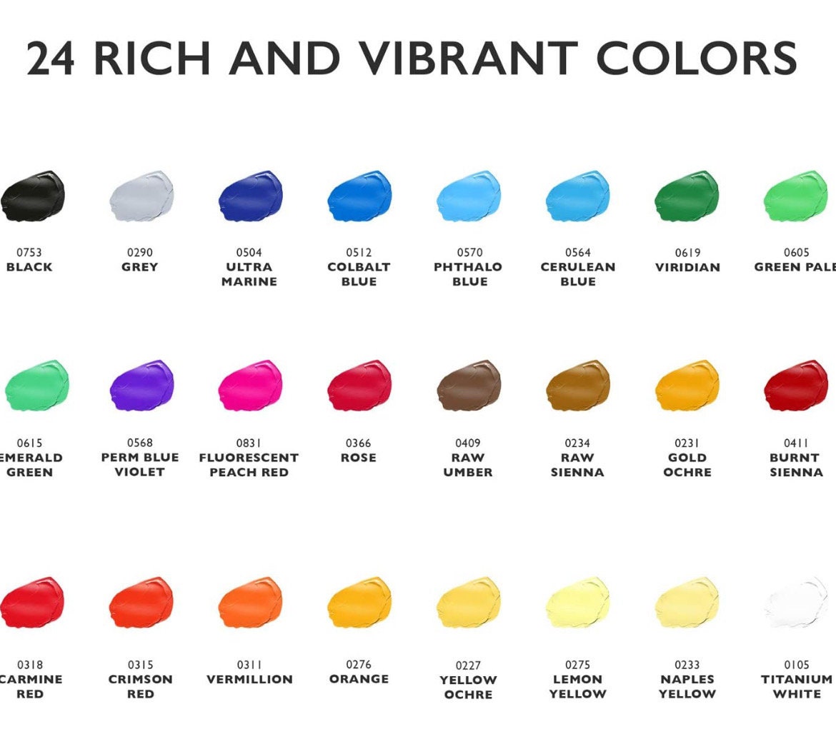 Acrylic Paint Set 24 12ml Perfect for Canvas, Wood, Ceramic, Rock ...