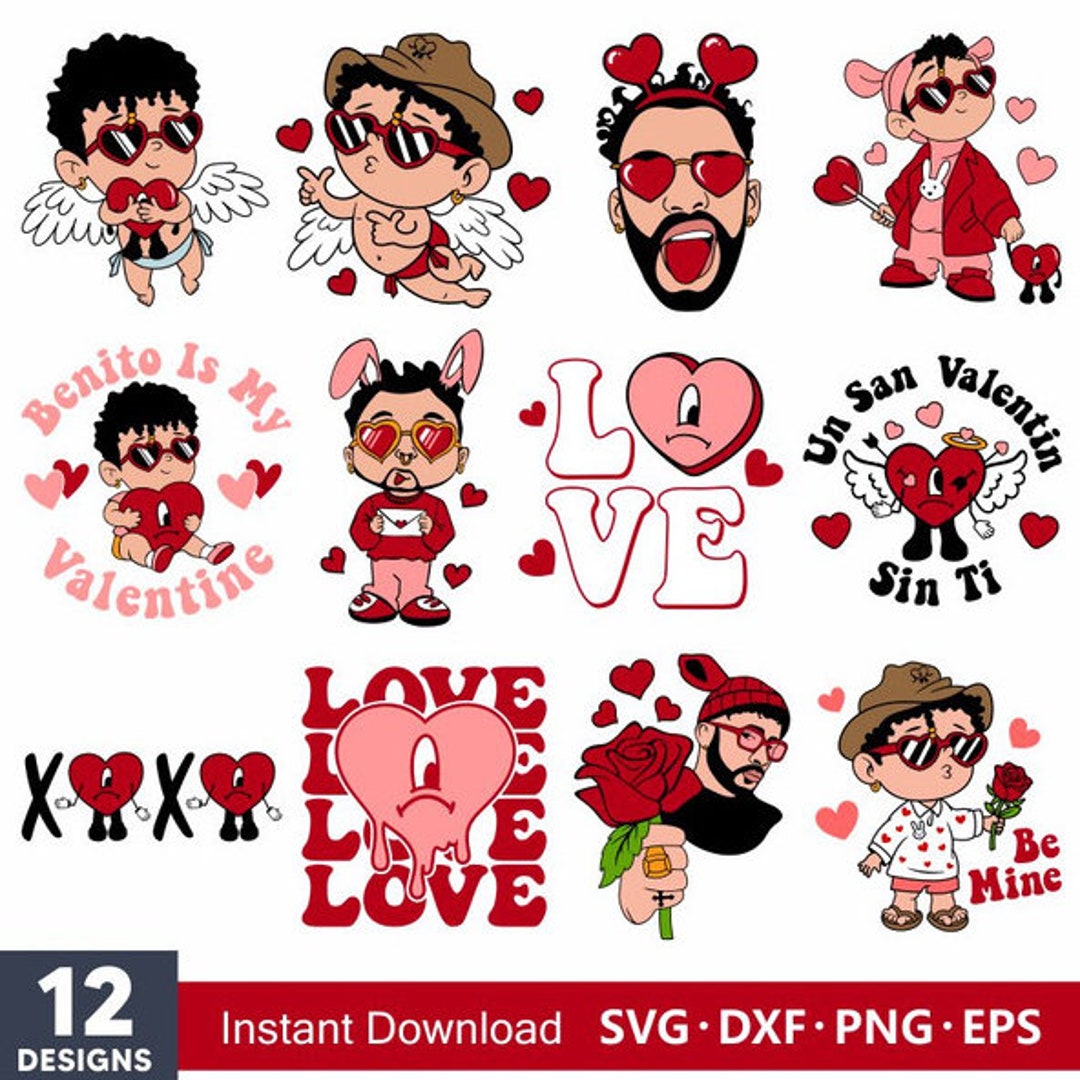 Bad Bunny Valentines Day SVG Bundle, Benito SVG, Un Valentina Sin Ti ...