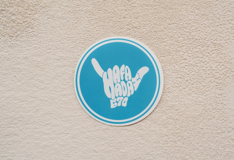 Hafa Adai 670 Saipan Round Shaka Sticker - Blue - Matte - Waterproof ...
