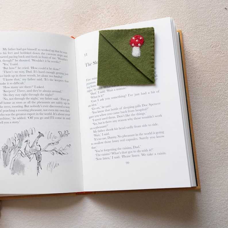 Needle Felted Bookmark - Corner Bookmark, Embroidered, Handmade Gift ...