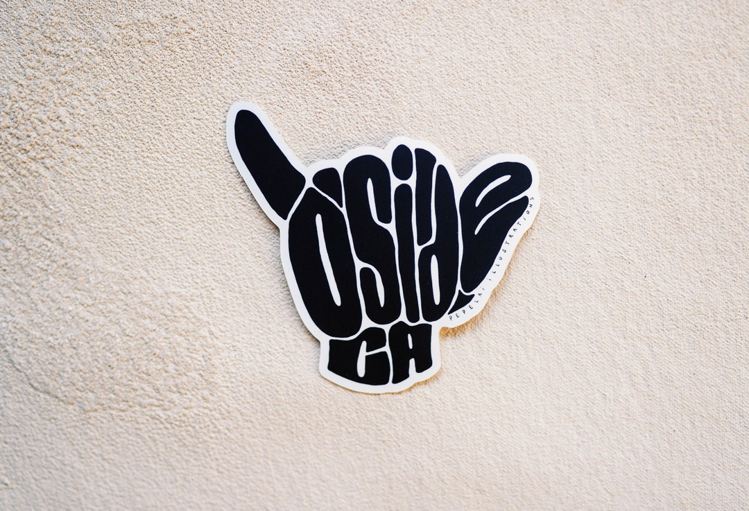 Oside California Shaka Sticker - Black and White. Waterproof Vinyl ...