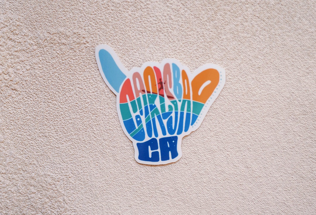 Carlsbad California Shaka Sticker - Color - Gloss - Waterproof Vinyl ...