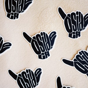 Oside California Shaka Sticker - Black and White. Waterproof Vinyl ...