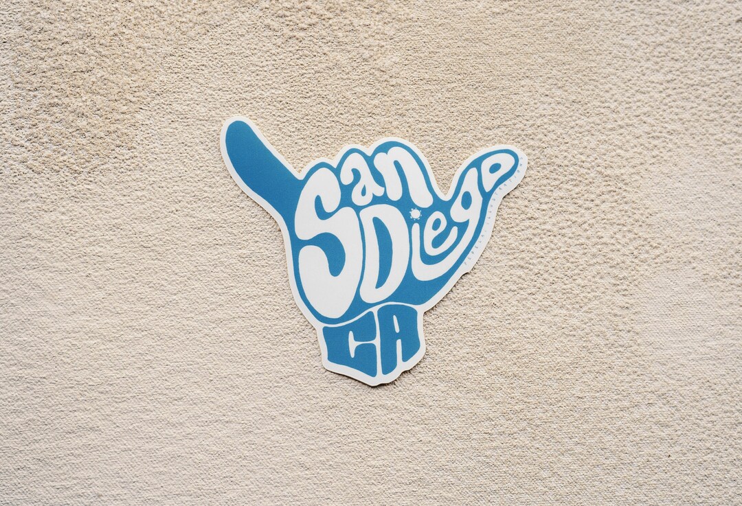 San Diego California Shaka Sticker - Blue - Matte. Waterproof Vinyl ...