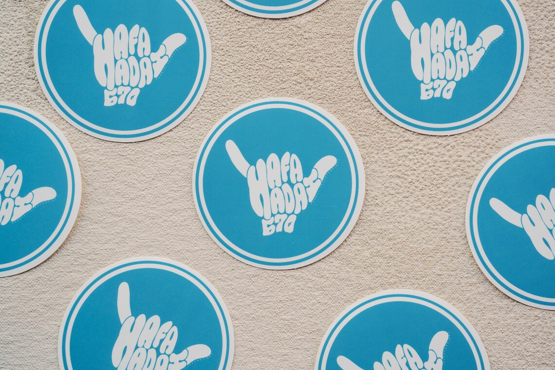 Hafa Adai 670 Saipan Round Shaka Sticker - Blue - Matte - Waterproof ...