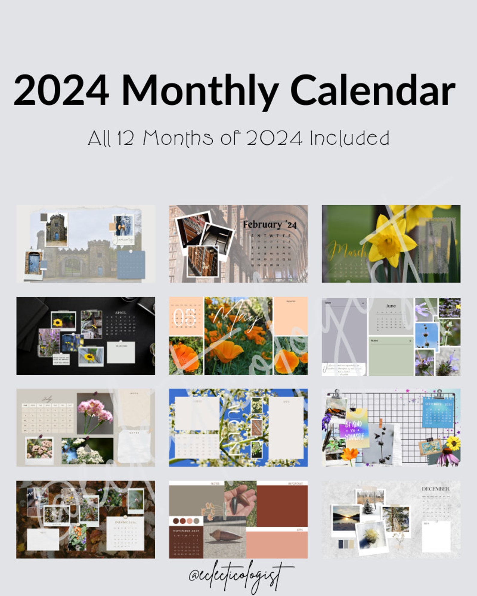 2024 Desktop Wallpaper Calendars - Etsy
