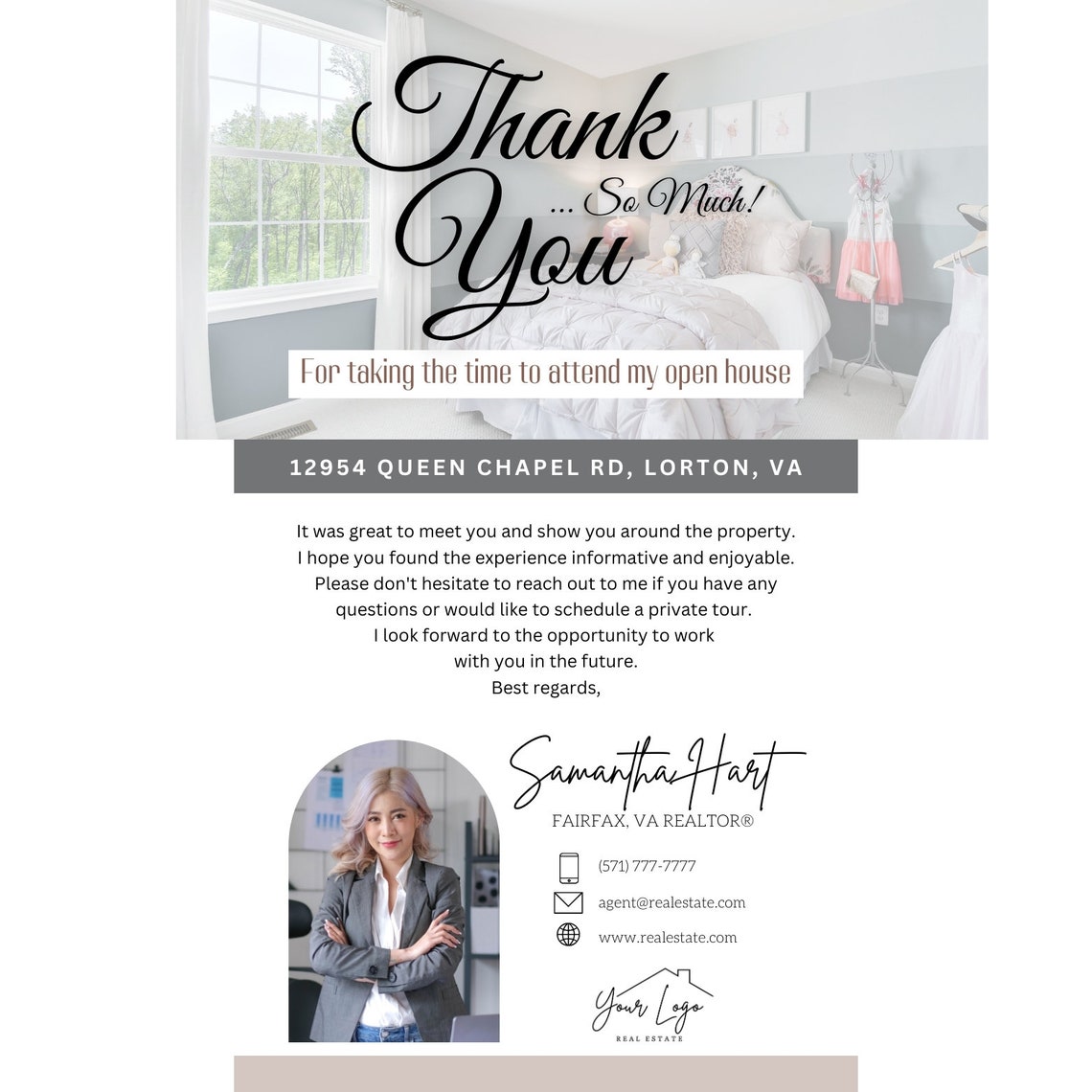 Open House Thank You Letter | Real Estate Marketing | Farming Letter ...