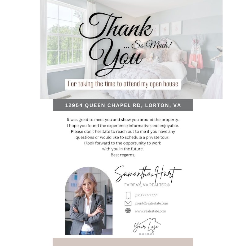Open House Thank You Letter | Real Estate Marketing | Farming Letter ...