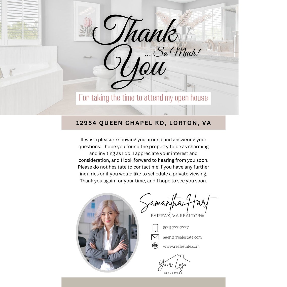 Open House Thank You Letter | Real Estate Marketing | Farming Letter ...