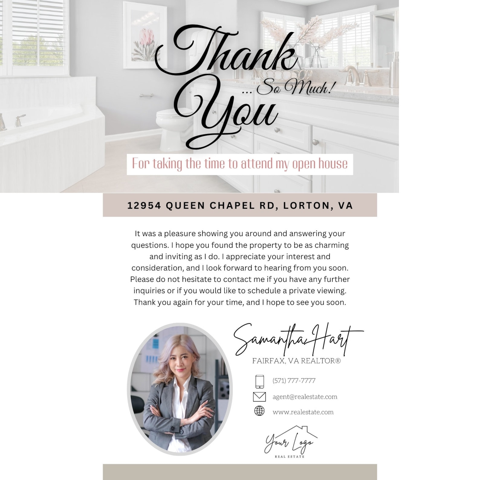 Open House Thank You Letter | Real Estate Marketing | Farming Letter ...