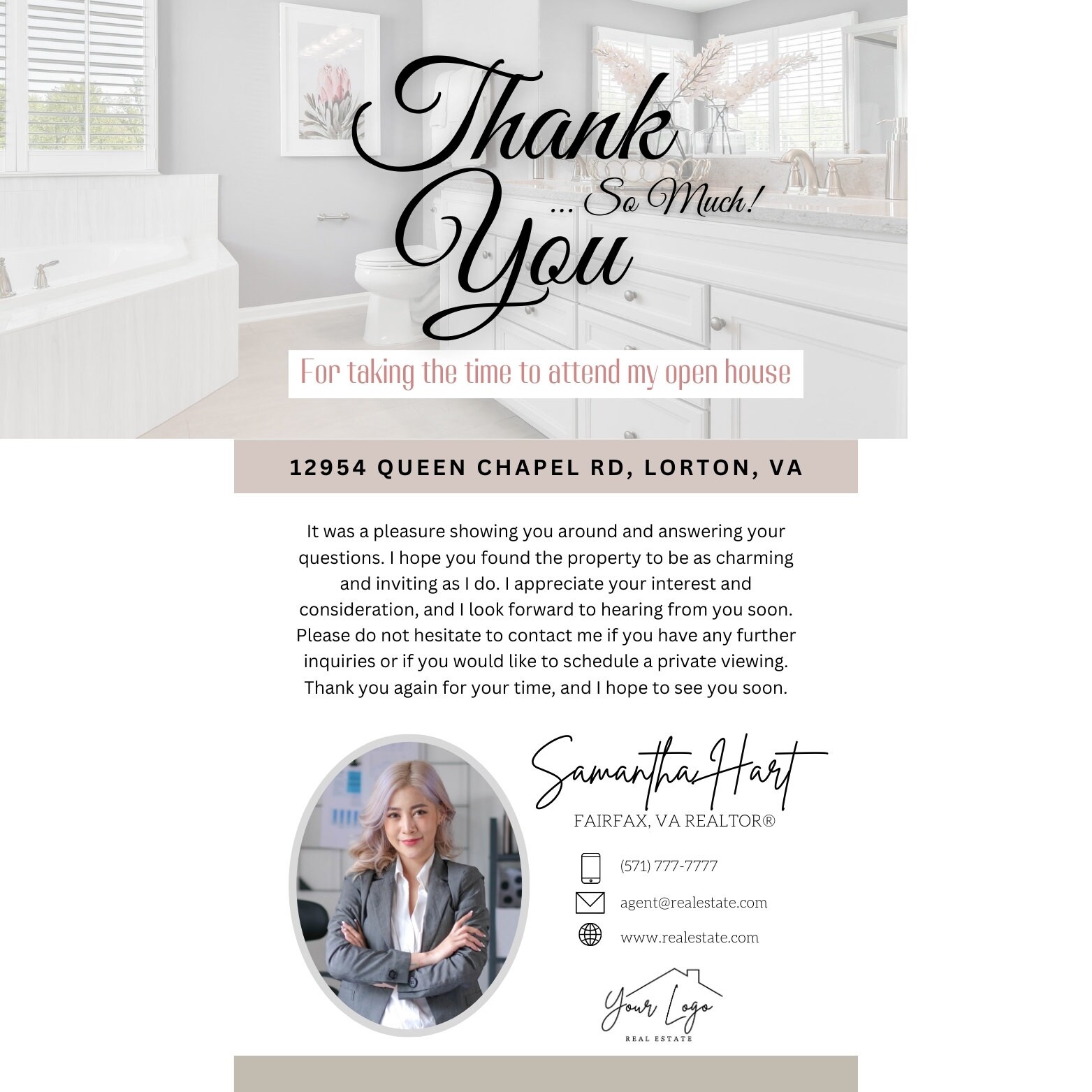 Open House Thank You Letter | Real Estate Marketing | Farming Letter ...