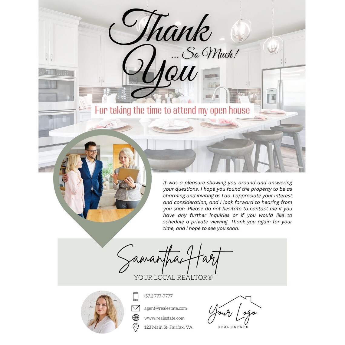 Open House Thank You Letter | Real Estate Marketing | Farming Letter ...