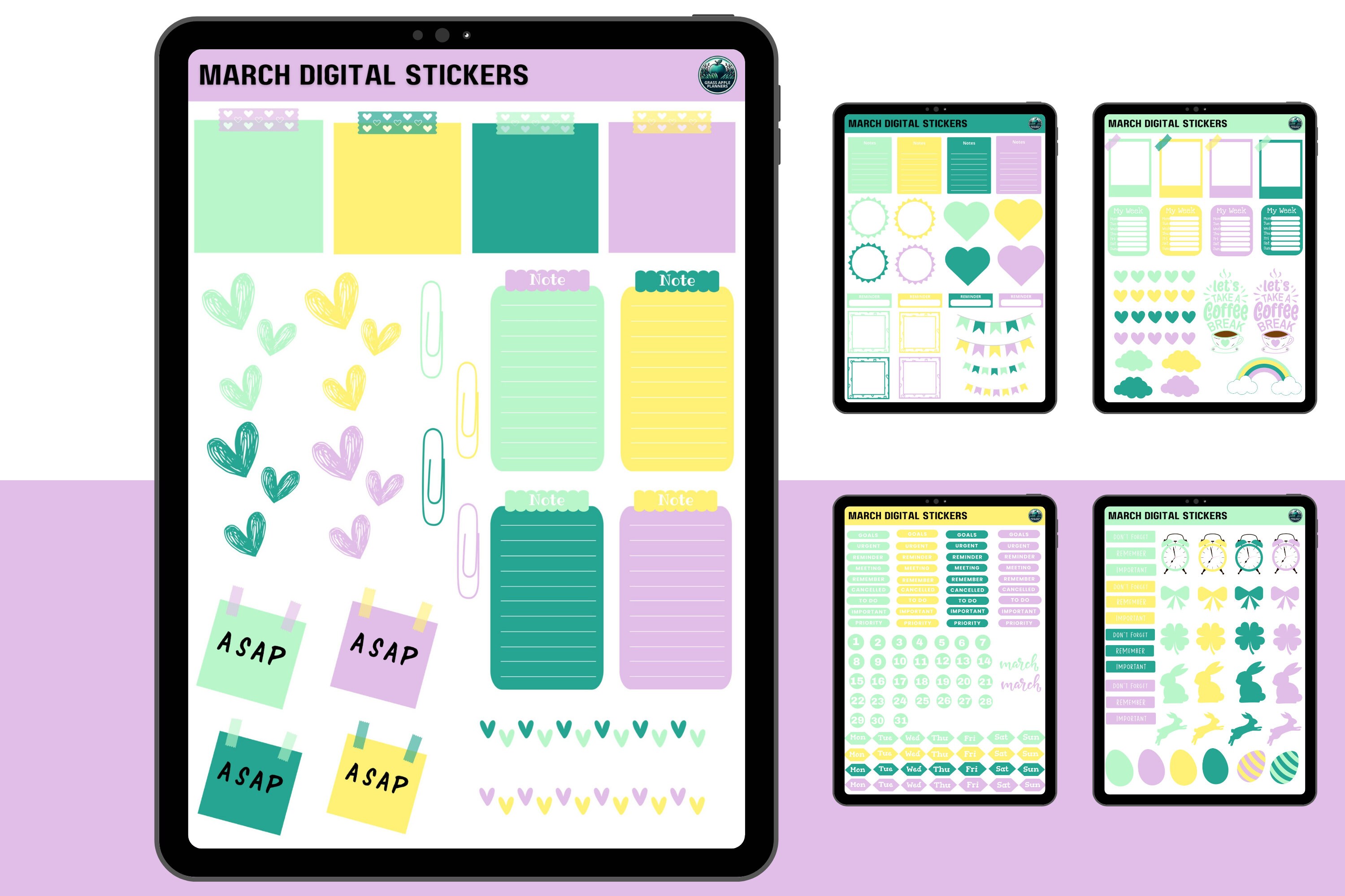 Goodnotes Digital Planner iPad Stickers I Everyday Stickers I March Pre ...