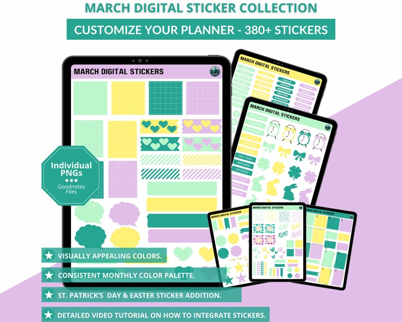 Goodnotes Digital Planner iPad Stickers I Everyday Stickers I March Pre ...