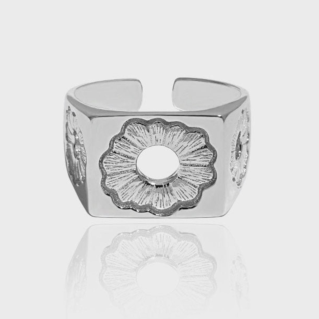 Ekegant Hollow Daisy Flower Geometry 925 Sterling Silver Adjustable ...