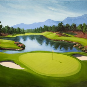 Eagles Land Here – Original Golf Course Oil Painting on Canvas by ...