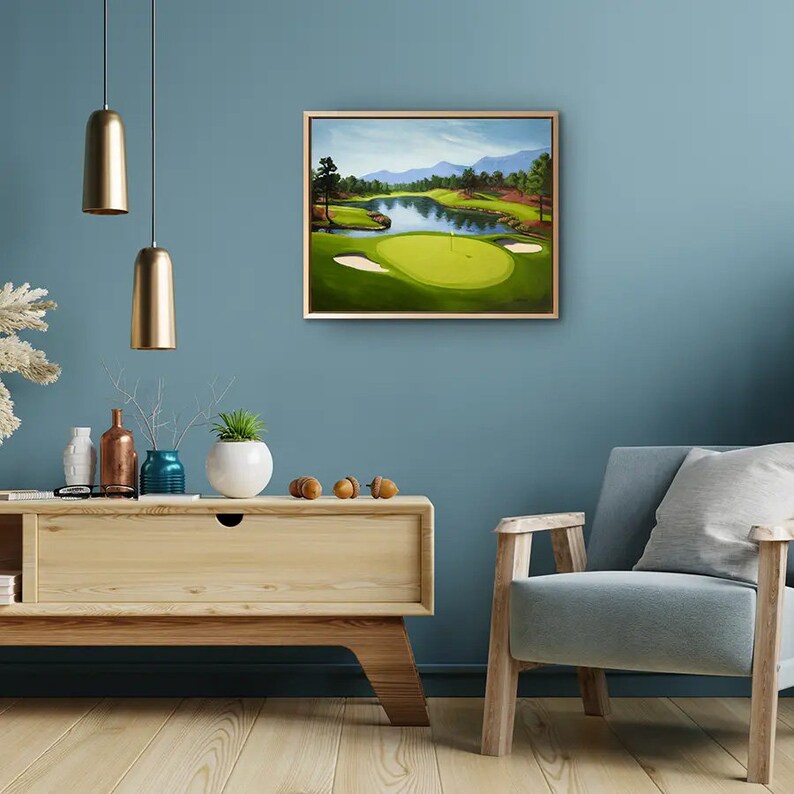 Eagles Land Here – Original Golf Course Oil Painting on Canvas by ...