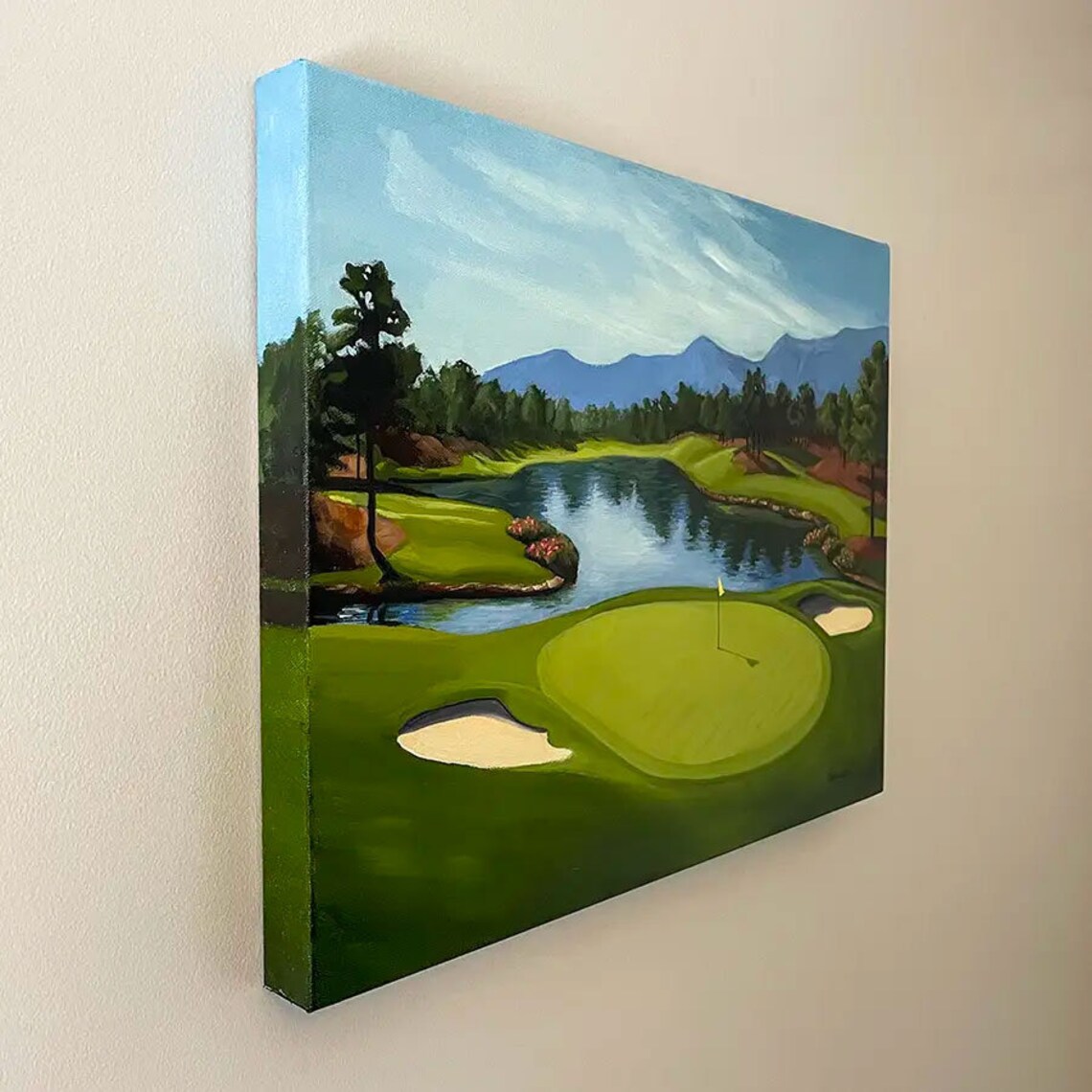 Eagles Land Here – Original Golf Course Oil Painting on Canvas by ...