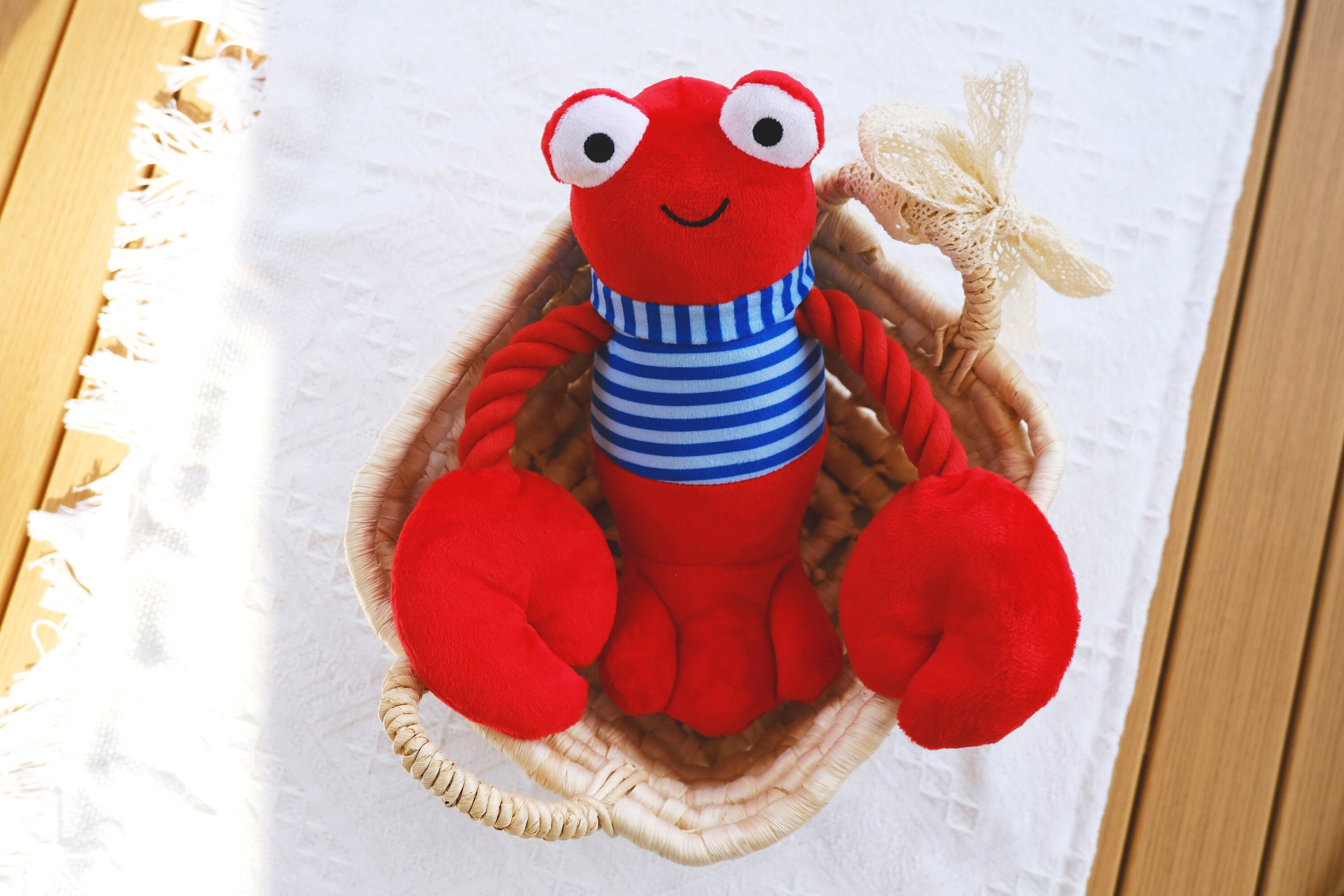 Squeaky Plush Dog Toy: Lobster, Crab, Seagull Rope Tug - Etsy
