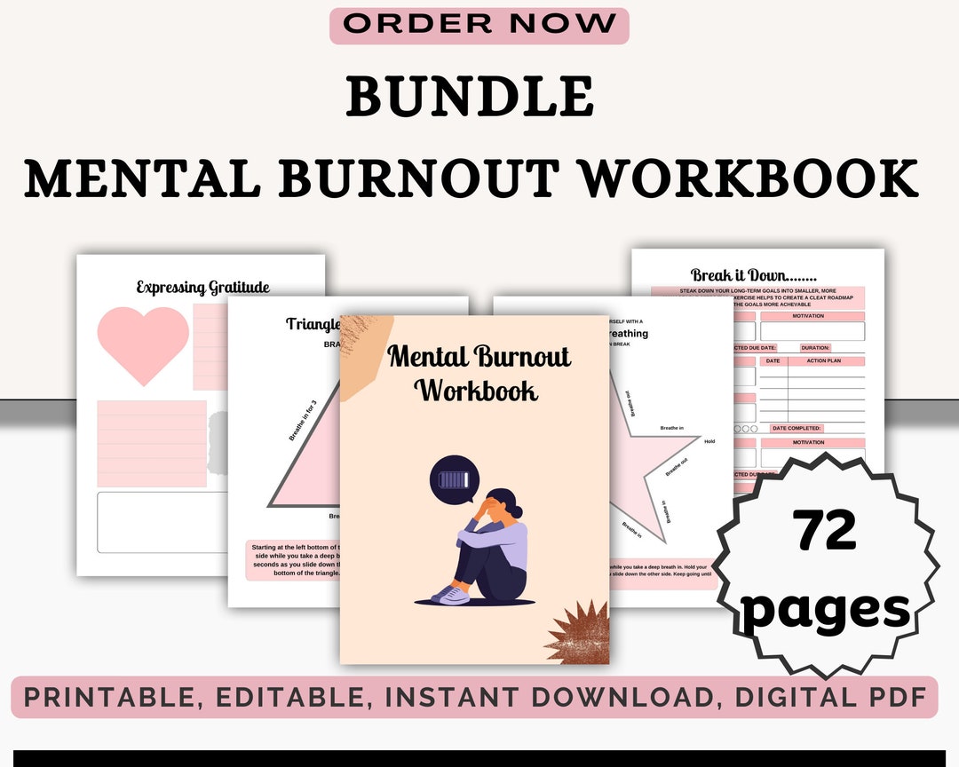 Mental Burnout Workbook Bundle, Printable Mental Burnout Workbook ...