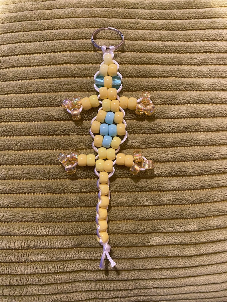 Handmade Sunshine Yellow Gecko Lizard Bead Keychain - Etsy