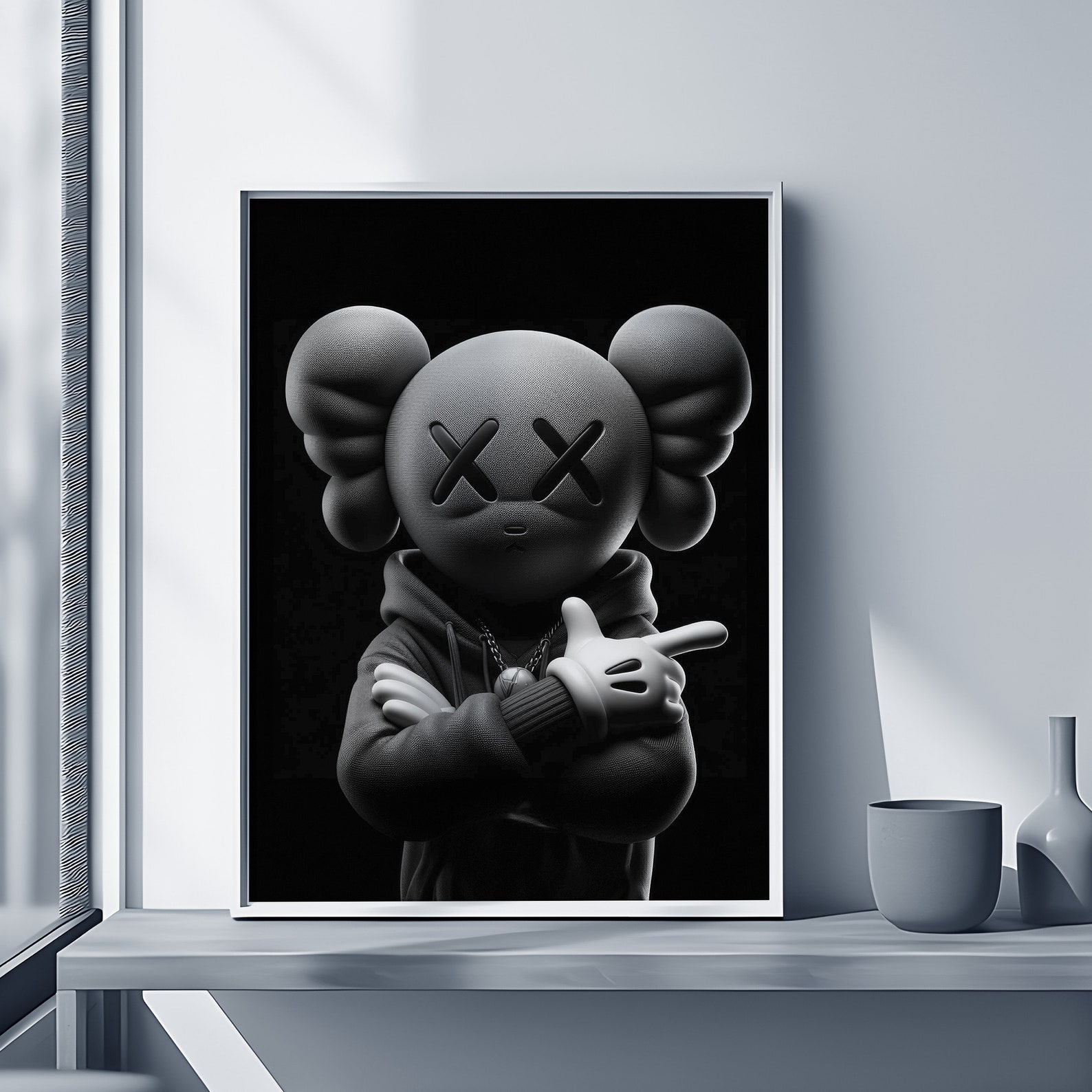 Kaws Wall Poster, Black Design Kaws Digital Poster, Wall Art Decoration ...