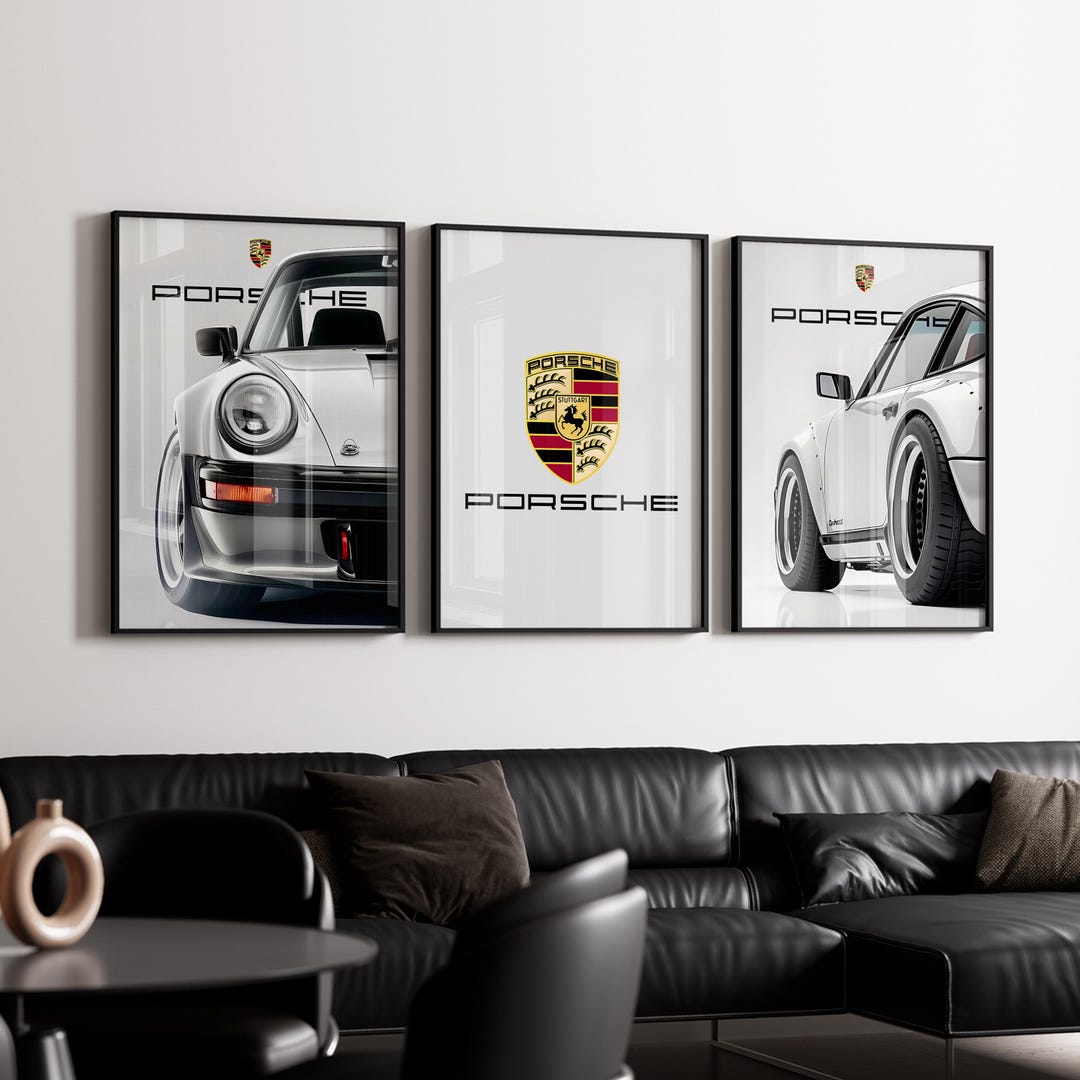Porsche Wall Poster Set of 3 Stylish Digital Prints for Car Enthusiasts ...