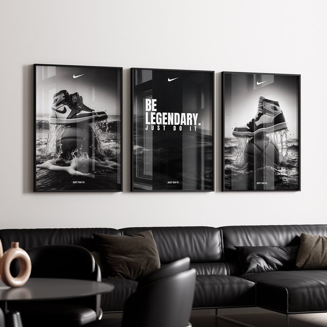 Nike Poster Motivational Quote BLACK DESIGN, Just Do It Poster, Set of ...