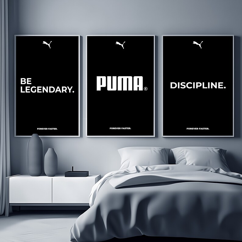 Puma Poster Motivational Quote BLACK DESIGN, Puma Poster, Set of 3 Puma ...