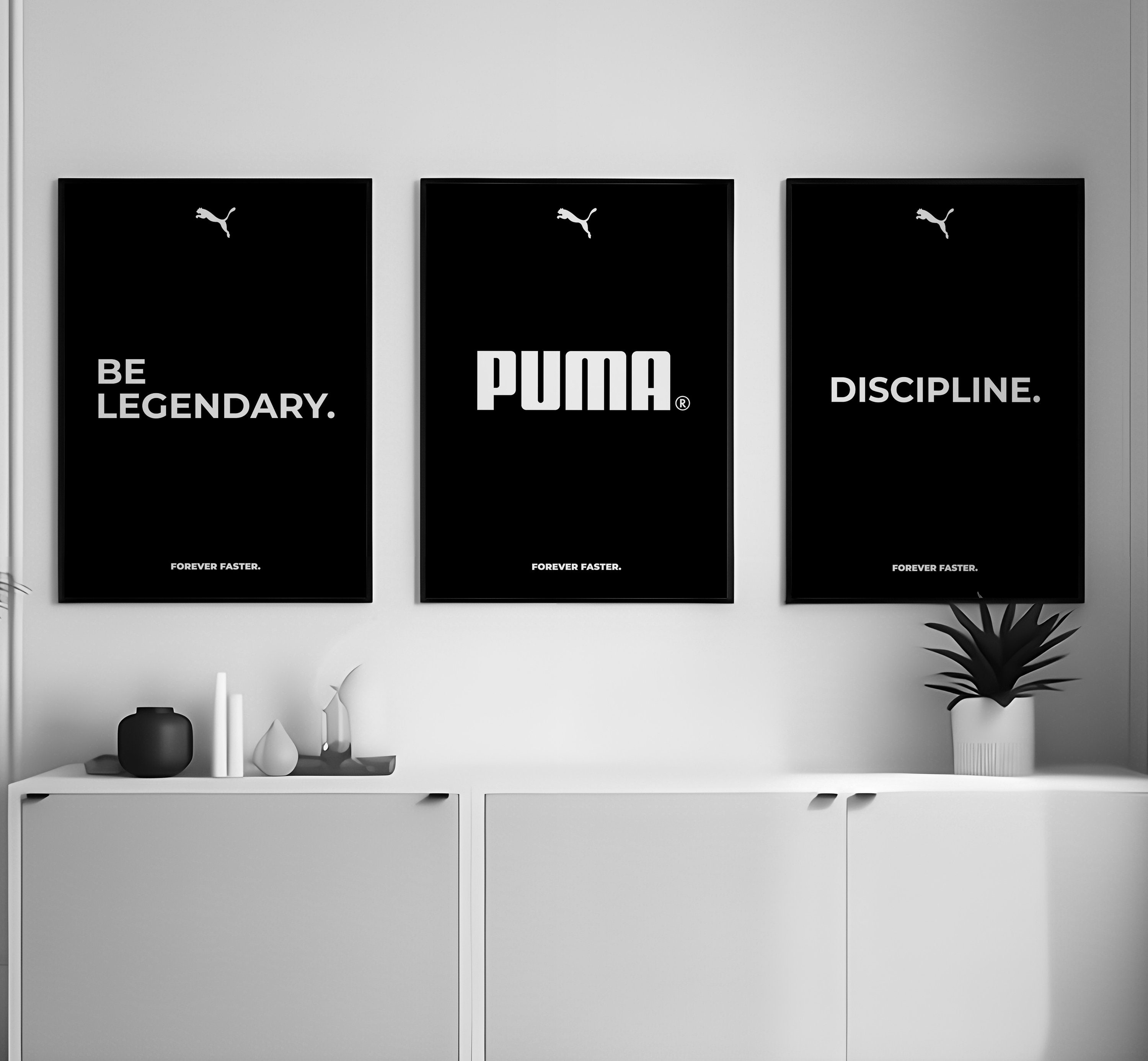 Puma Poster Motivational Quote BLACK DESIGN, Puma Poster, Set of 3 Puma ...