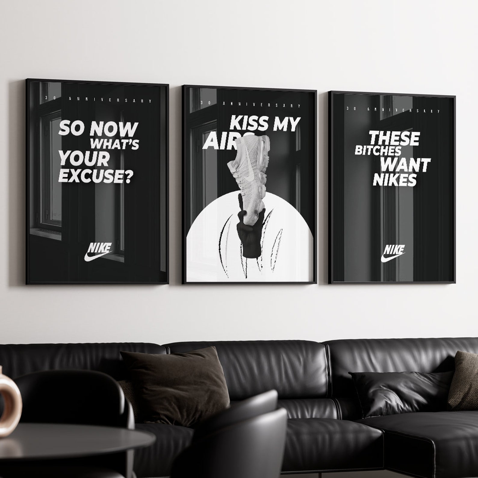 Nike Poster Motivational Quote BLACK DESIGN, Just Do It Poster, Set of ...