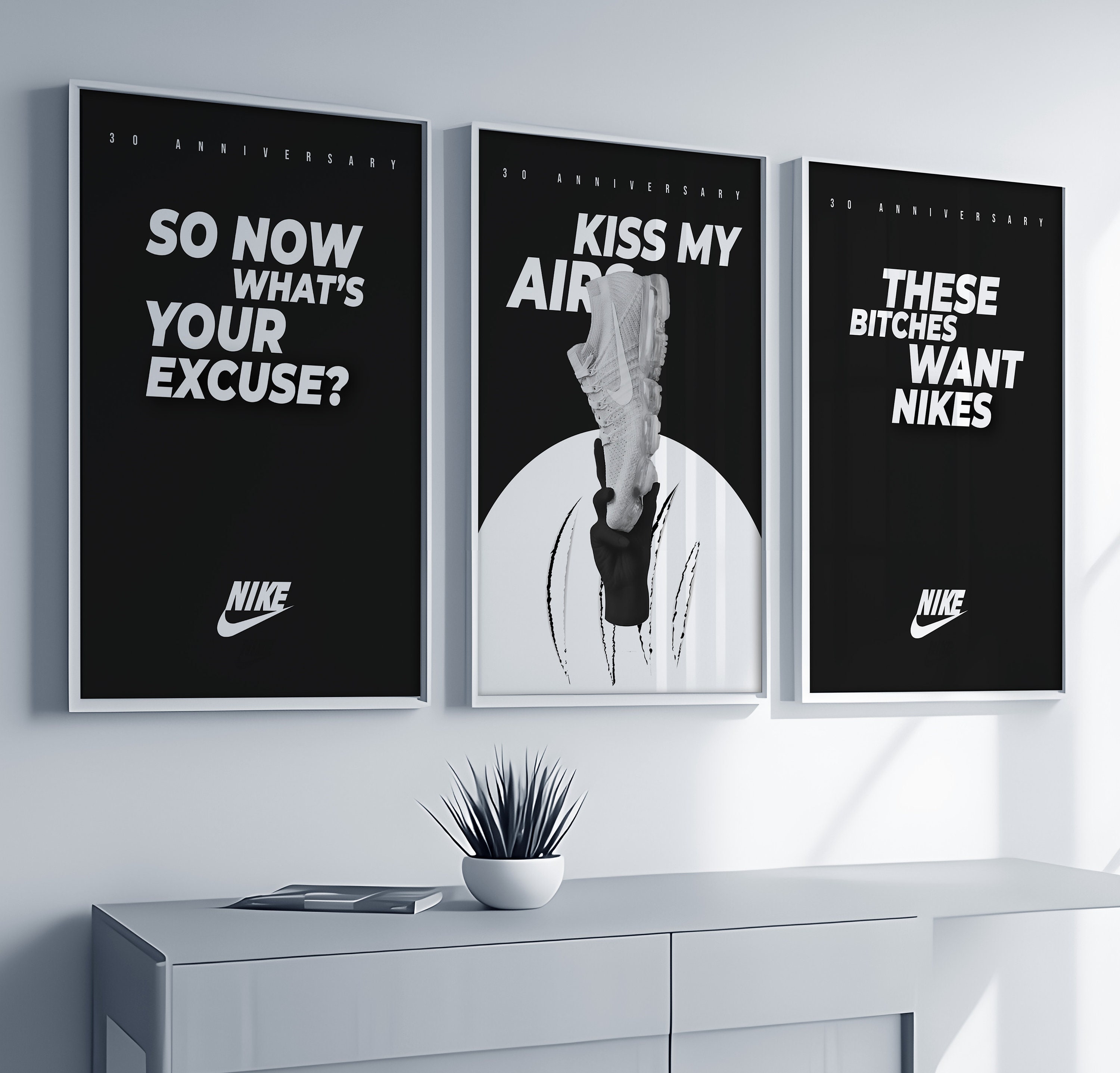 Nike Poster Motivational Quote BLACK DESIGN, Just Do It Poster, Set of ...