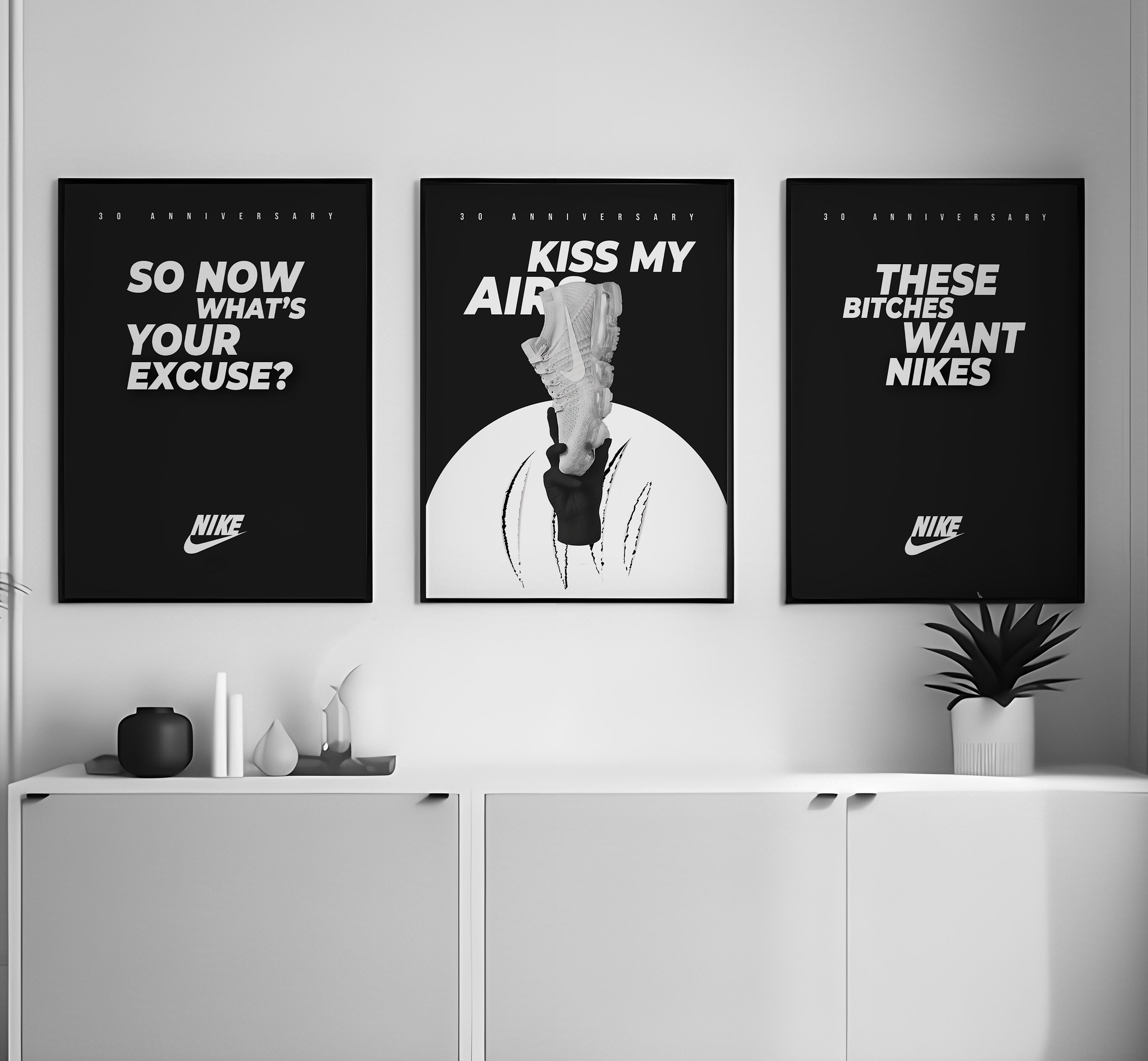 Nike Poster Motivational Quote BLACK DESIGN, Just Do It Poster, Set of ...