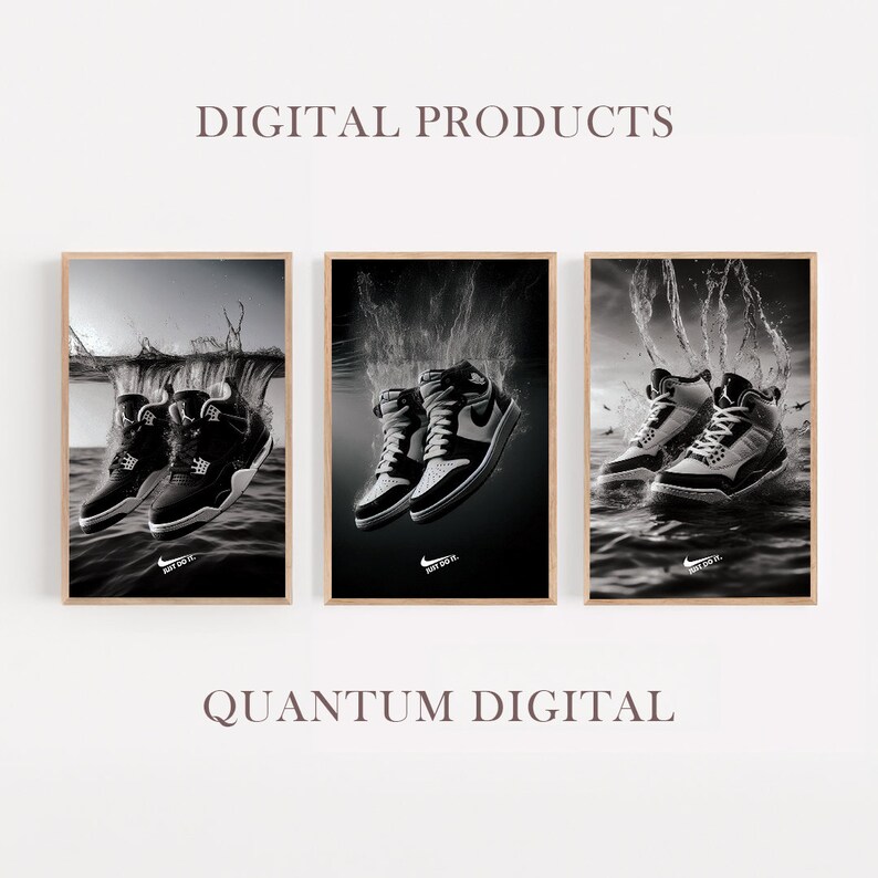 Nike Poster Motivational Quote BLACK DESIGN, Just Do It Poster, Set of ...