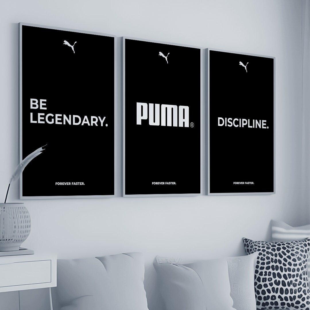 Puma Poster Motivational Quote BLACK DESIGN, Puma Poster, Set of 3 Puma ...