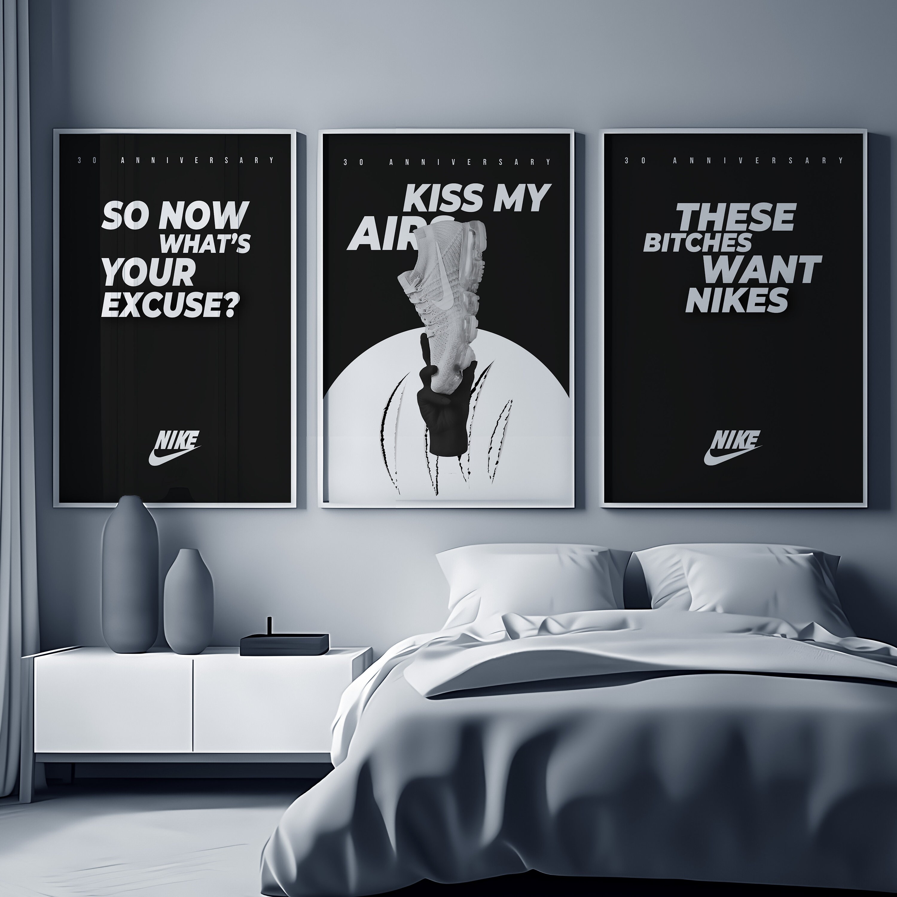 Nike Poster Motivational Quote BLACK DESIGN, Just Do It Poster, Set of ...