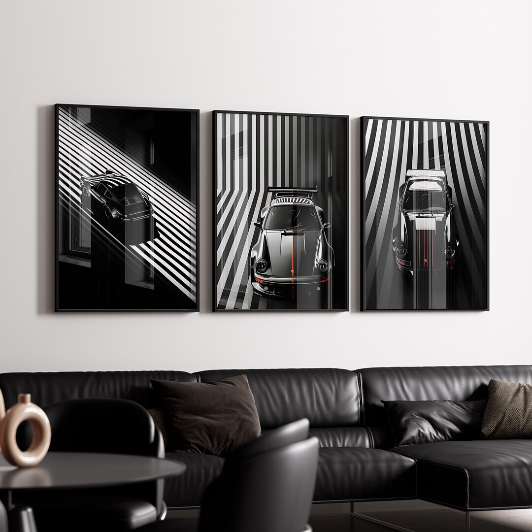 Set of 3 Porsche 911 Wall Art Designs Stylish Digital Prints for Car ...