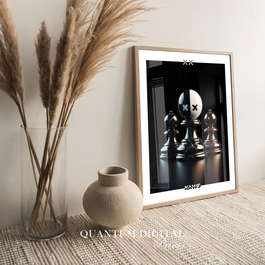 Kaws Wall Poster, Black Design Kaws Digital Poster, Wall Art Decoration ...