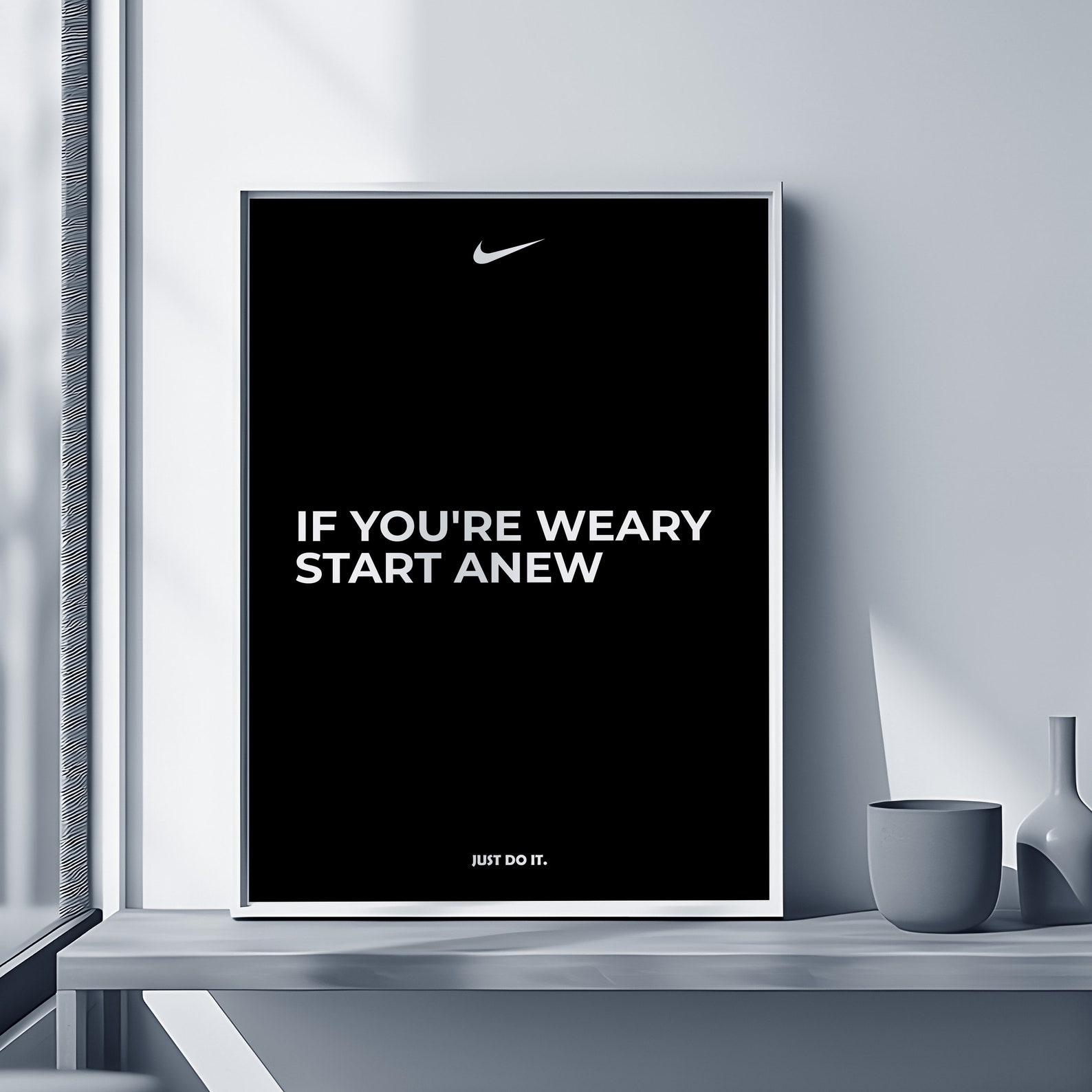 Nike Poster Motivational Quote BLACK DESIGN, Just Do It Poster, Set of ...
