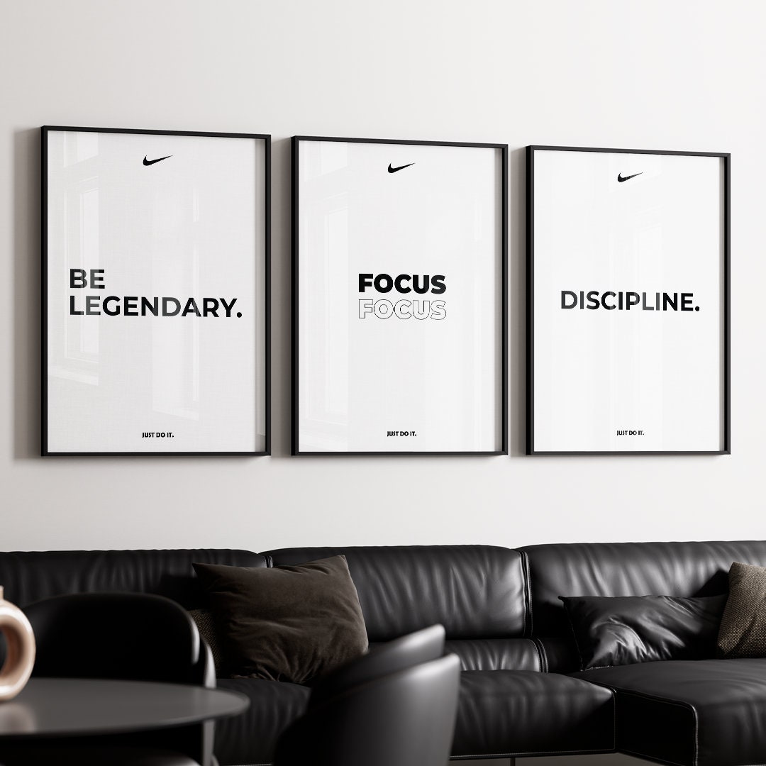 Nike Poster Motivational Quote WHITE DESIGN, Just Do It Poster, Set of ...